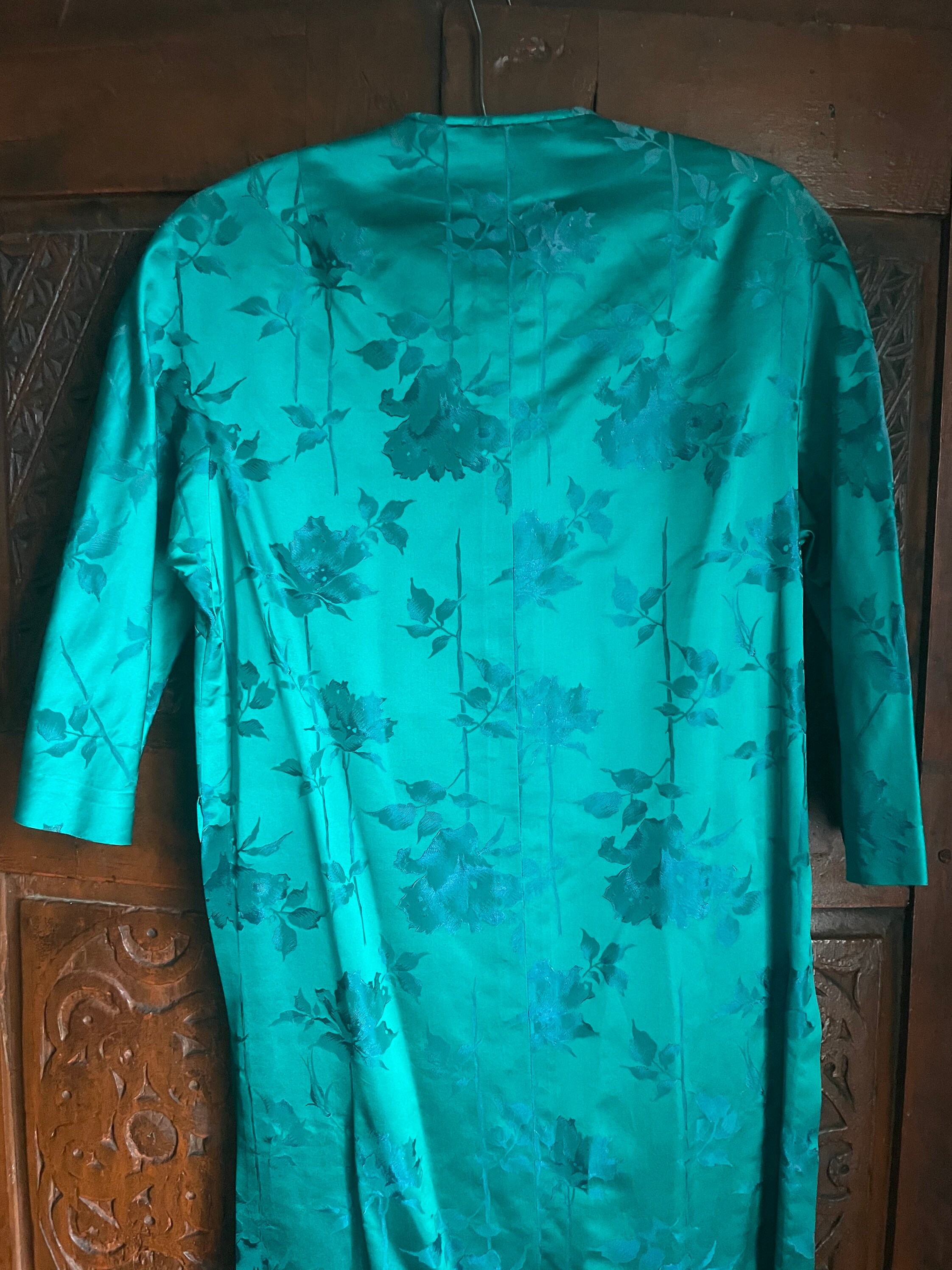 Vintage 1950s 60s Teal Silk Brocade Duster Jacket Dynasty - Etsy