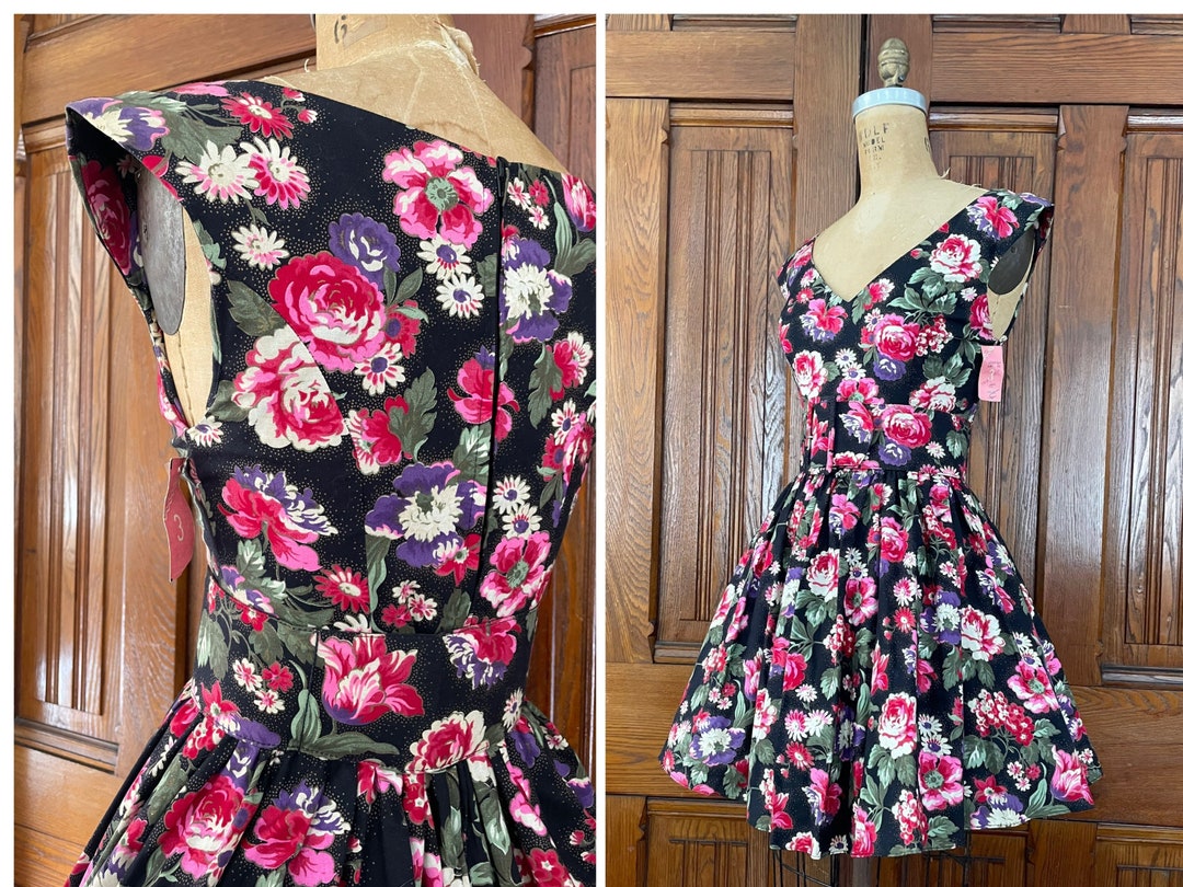 Vintage ‘80s Party Dress Fit And Flare Mini Dress Tulle Underskirt