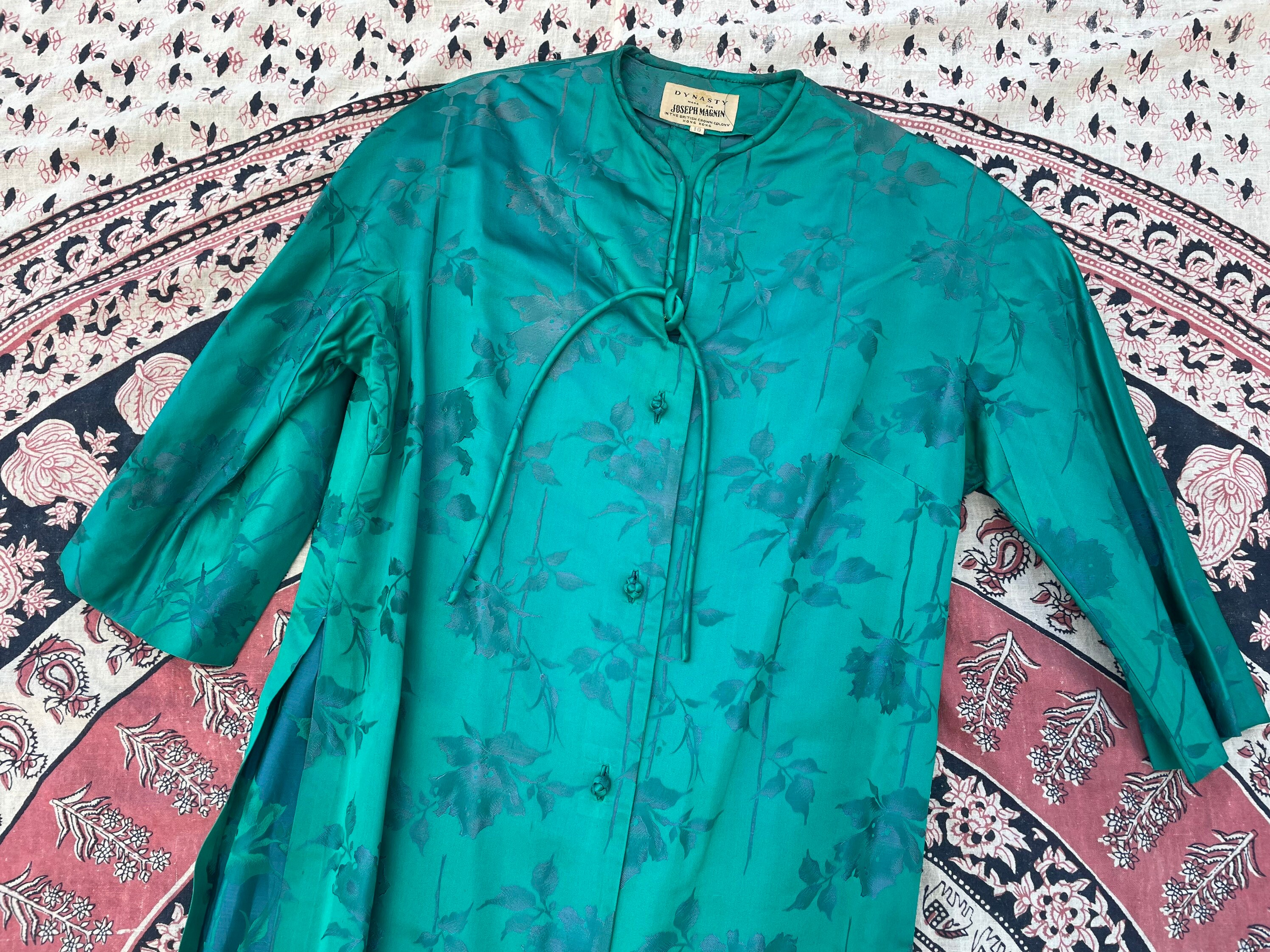 Vintage 1950s 60s Teal Silk Brocade Duster Jacket Dynasty - Etsy