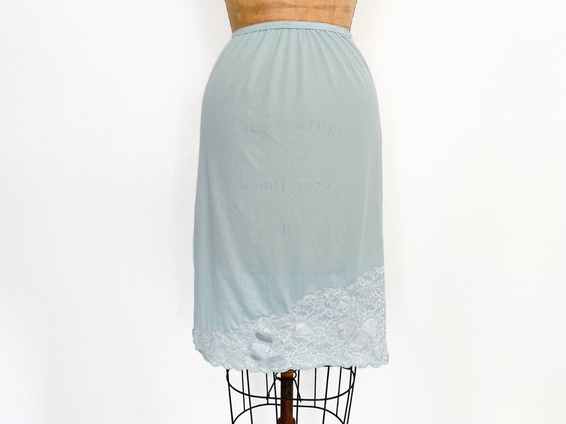 Vintage 60s Aqua Blue Half Slip With Lace and Shamrocks - Etsy