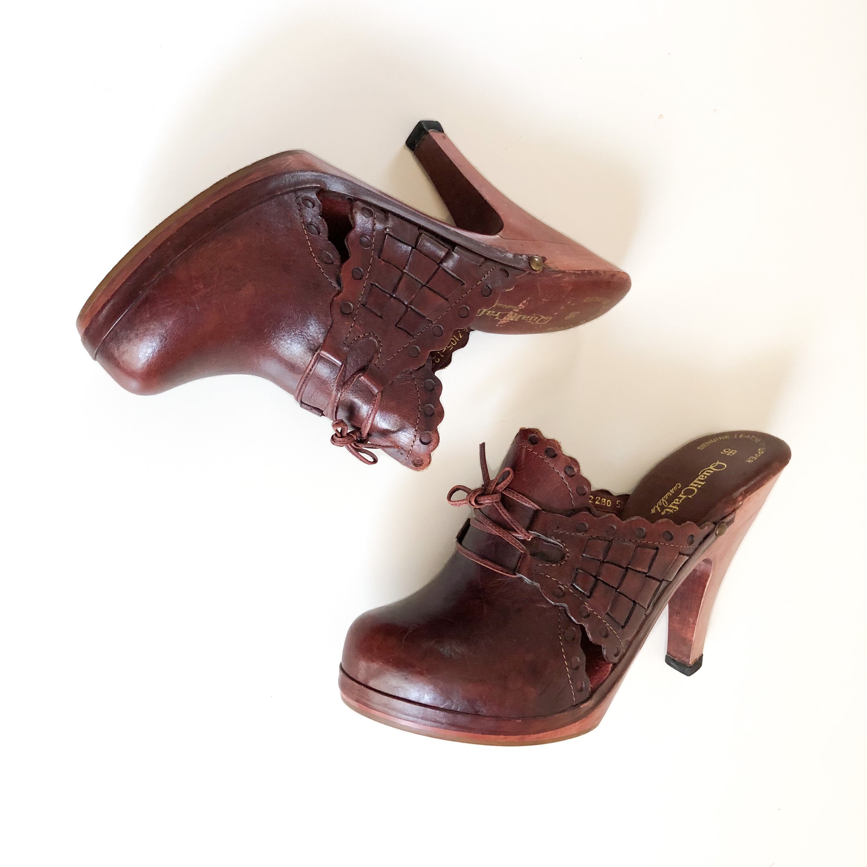 Vintage 1970s Burgundy Woven Leather High Heel Platform Clogs - Etsy