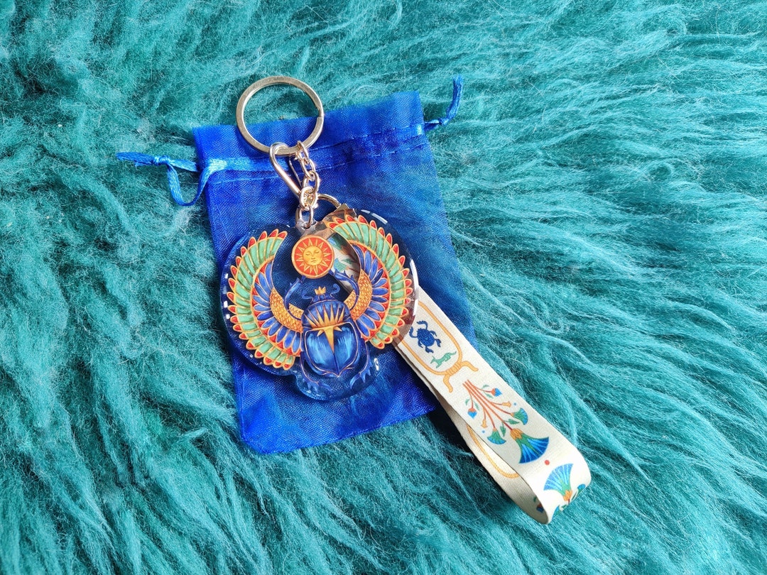 Egyptian Scarab | Double-sided Epoxy Keychain With Lanyard Accessory - Etsy