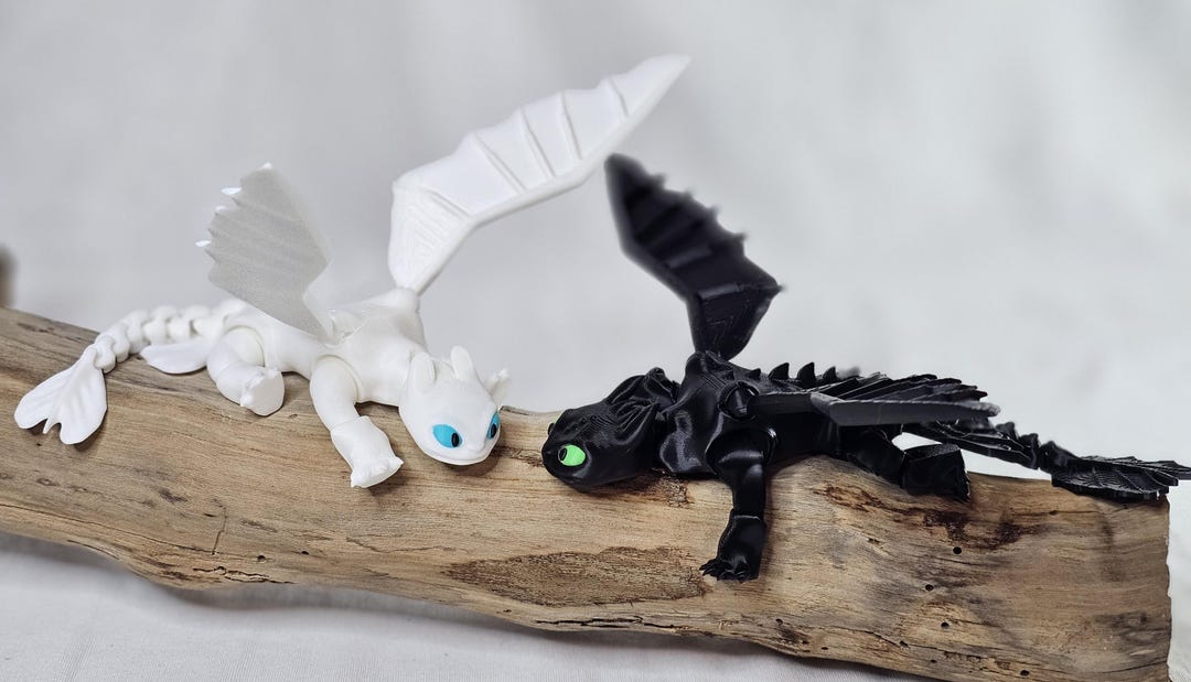 Winged Night Fury and Light Fury Inspired Dragons | 3d Printed | High ...