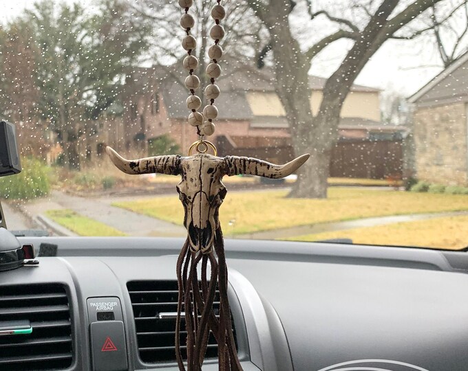 Rearview Mirror, Western Buffalo Skull, Ornament Boho, Car Accessory ...