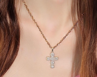 Chunky Gold Cross Necklace - Etsy