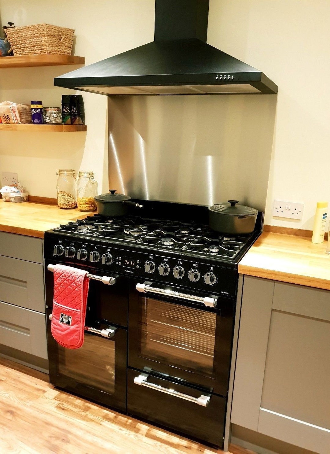 Satin Brushed Stainless Steel Cooker Splashback Guard Kitchen Hob Back ...