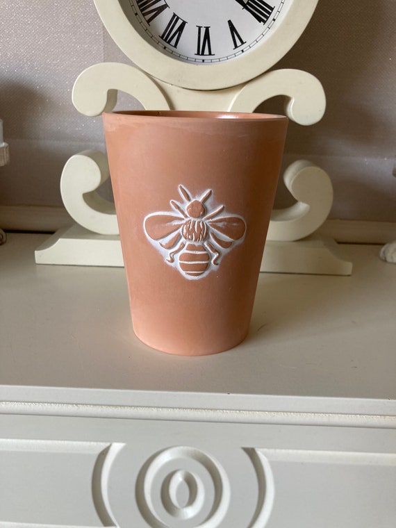 Small Terracotta Single Bee Motif Plant Pot | Etsy