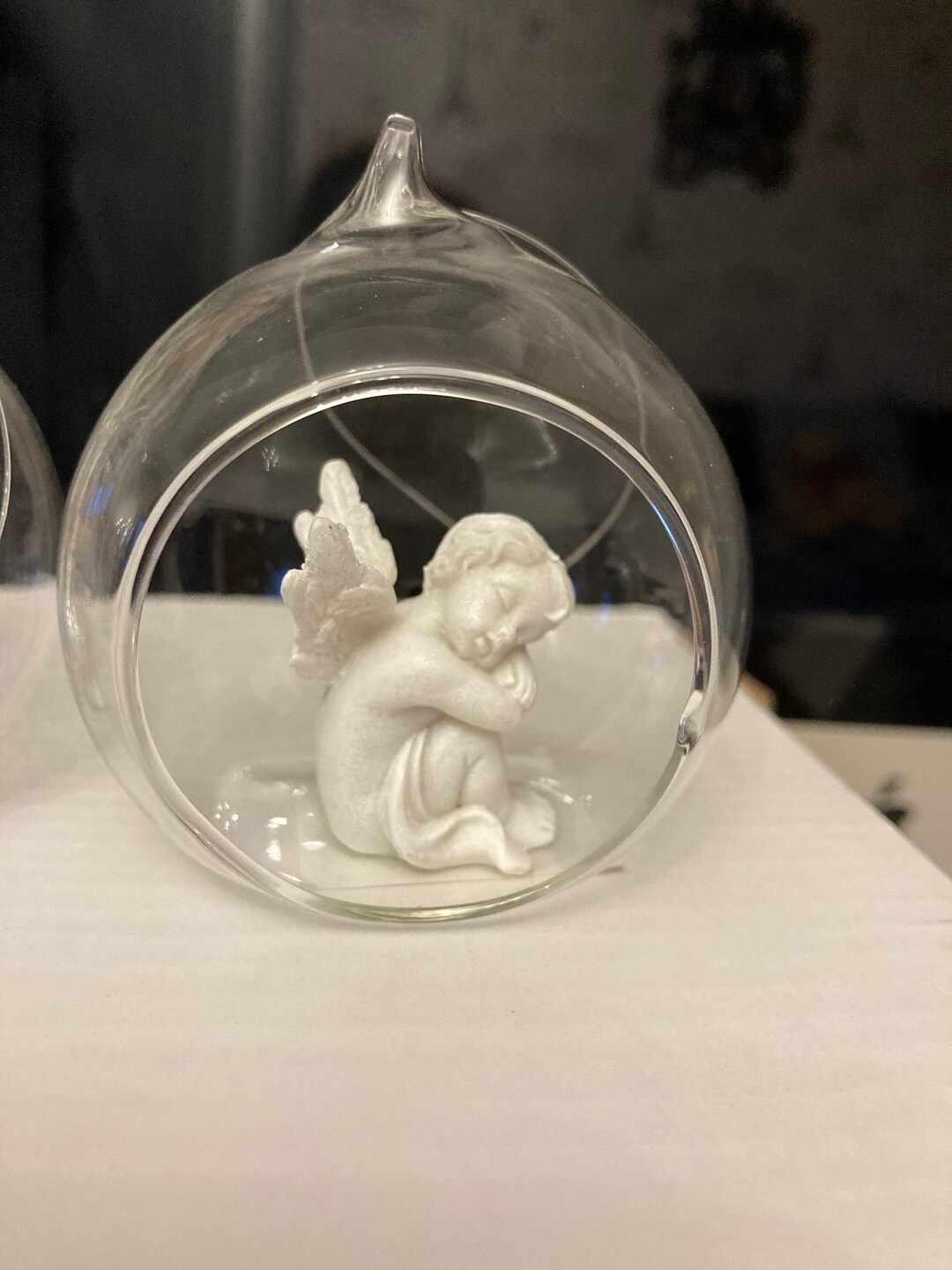 Cherub in Hanging Glass Ball - Etsy UK