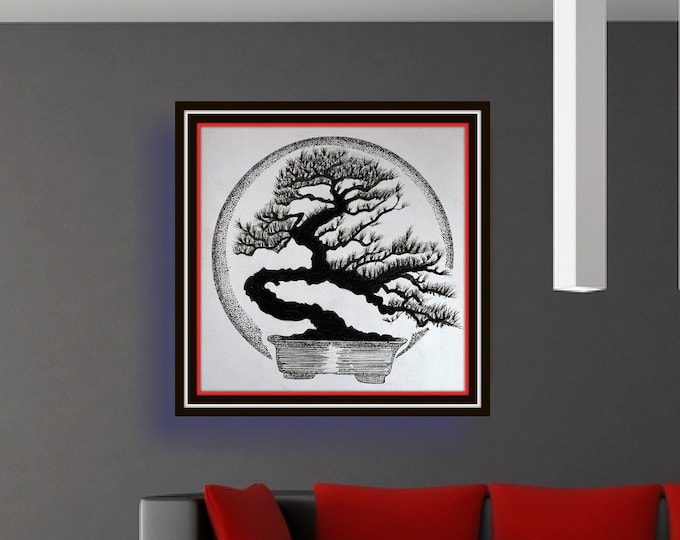Japanese Bonsai Tree Pen and Ink Drawing, Downloadable Art, Digital ...
