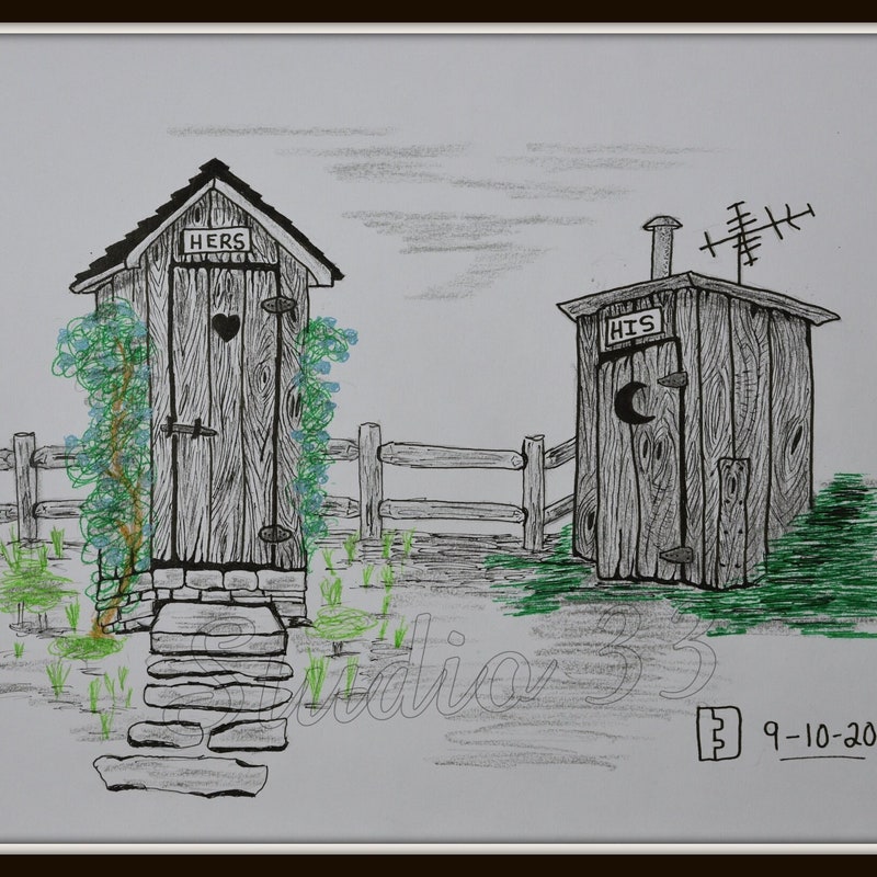 Drawing of Outhouses - Etsy