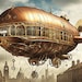 Steampunk Blimp, Downloadable Steampunk Dirigible in Color, Computer ...