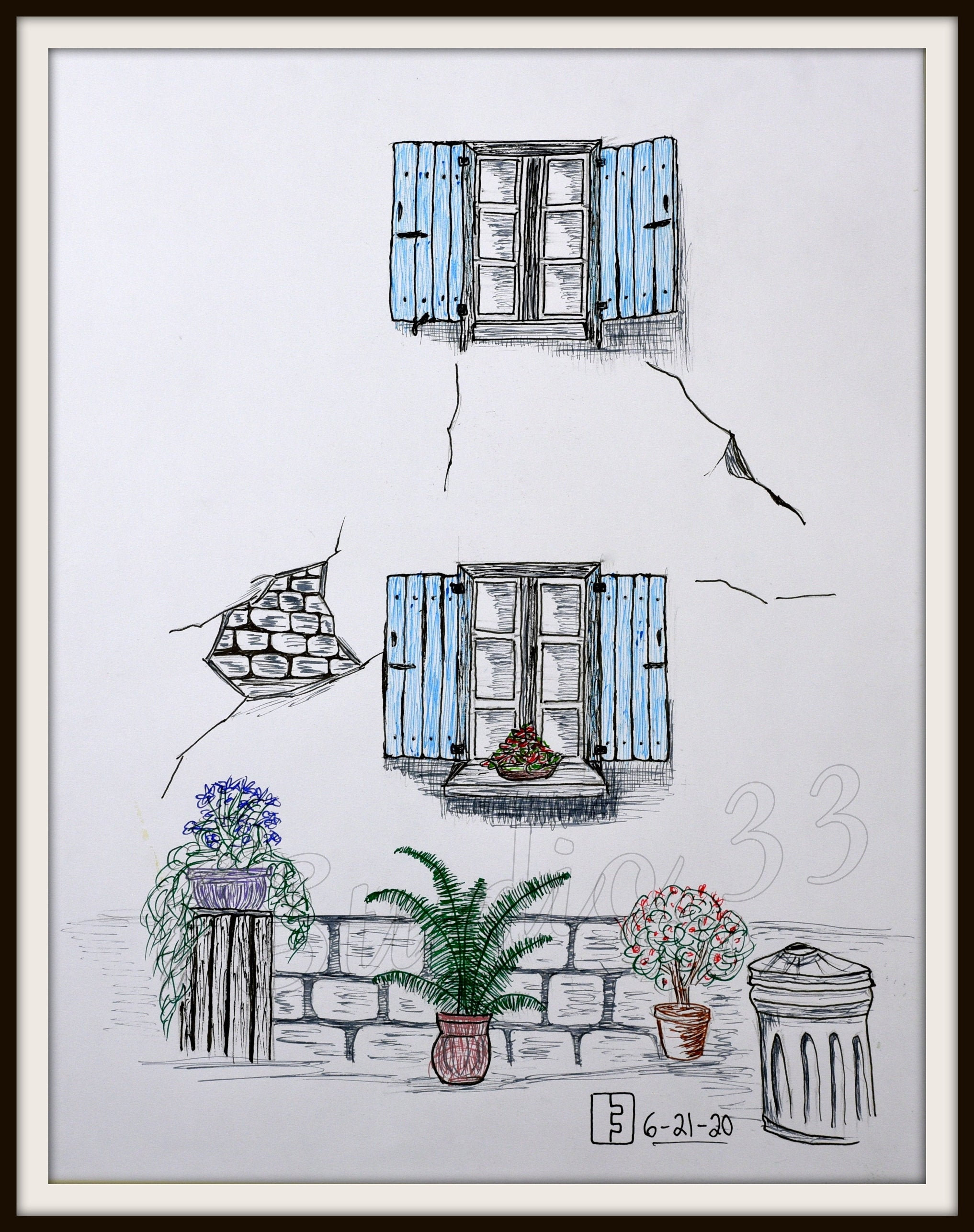 PRINTABLE Vintage Tuscany Window Sketch, Pen and Ink Drawing, Vintage ...