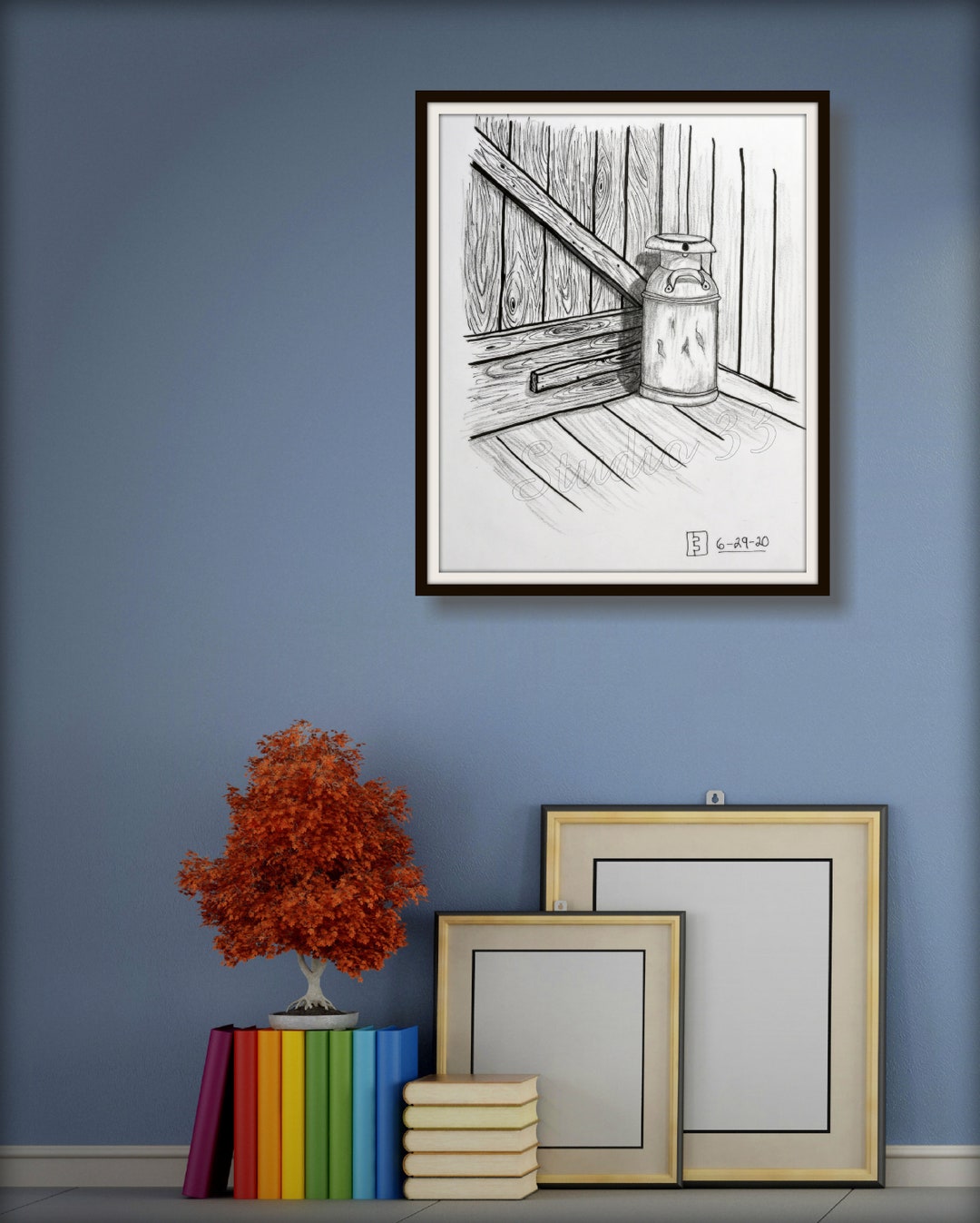 PRINTABLE Pen & Ink Drawing, Dairy Farm Print, Farm Wall Art, Download ...