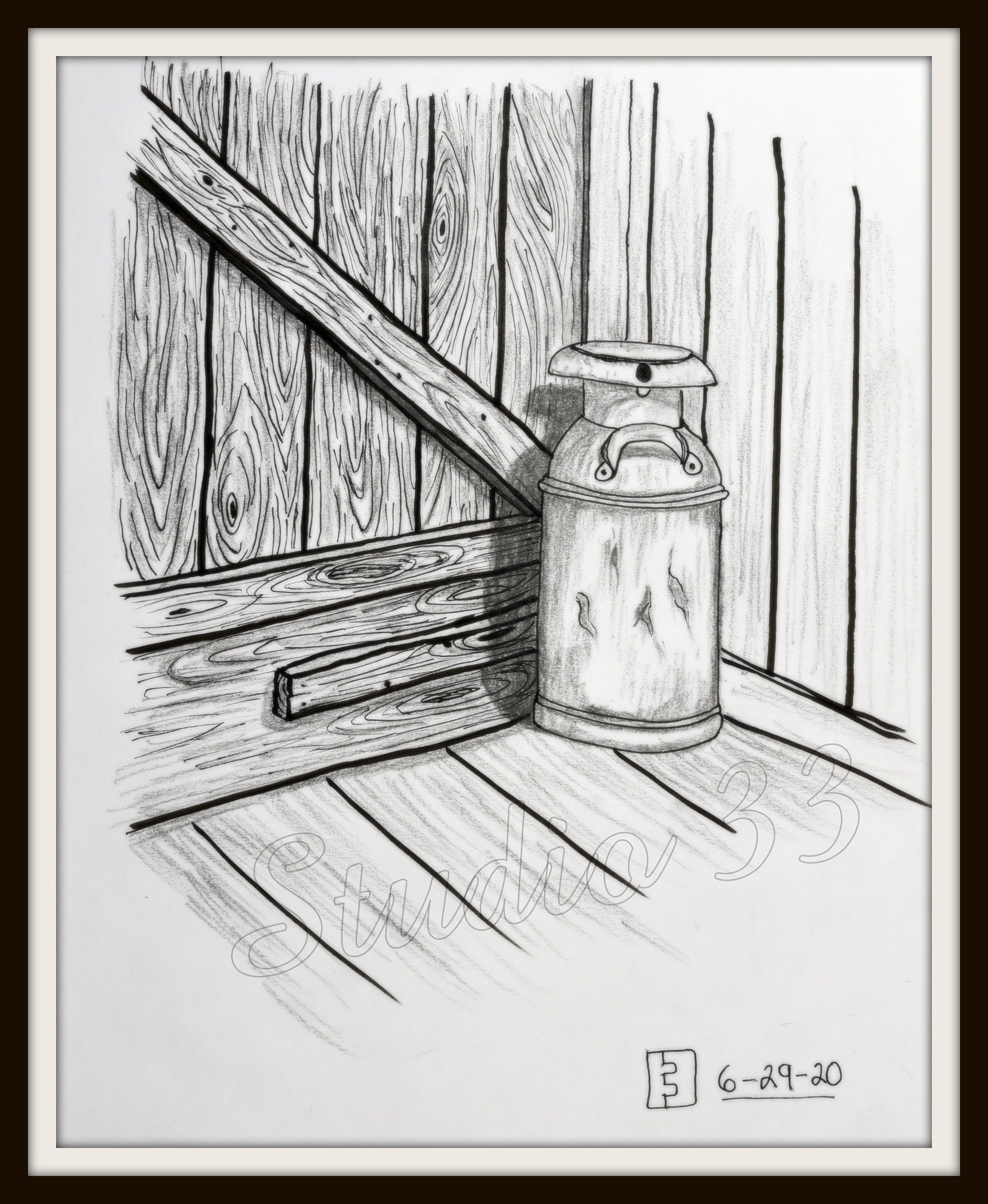 PRINTABLE Pen & Ink Drawing, Dairy Farm Print, Farm Wall Art, Download ...