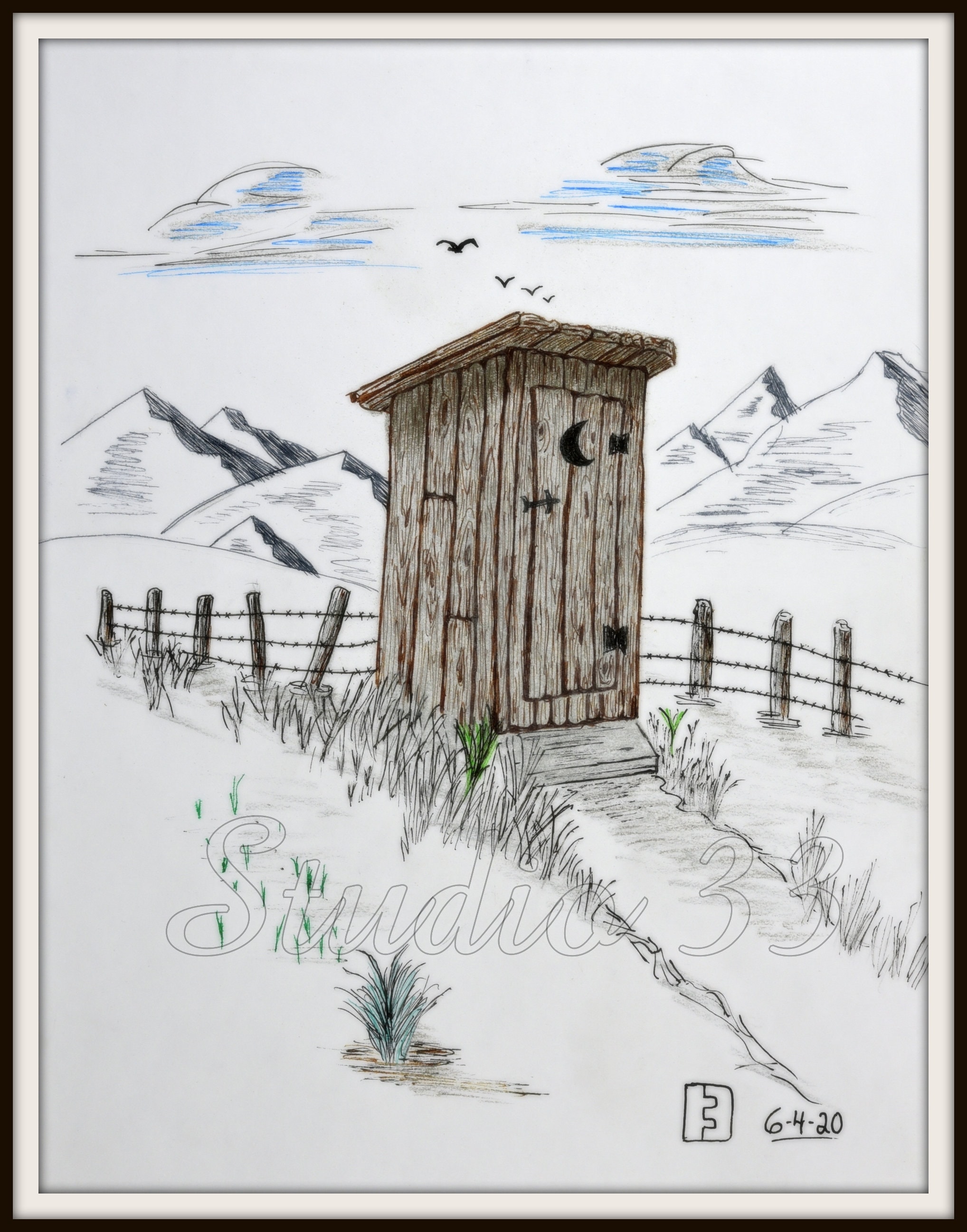 Old Outhouse Pen & Ink Reprint, Download Downloadable Sketch Art ...