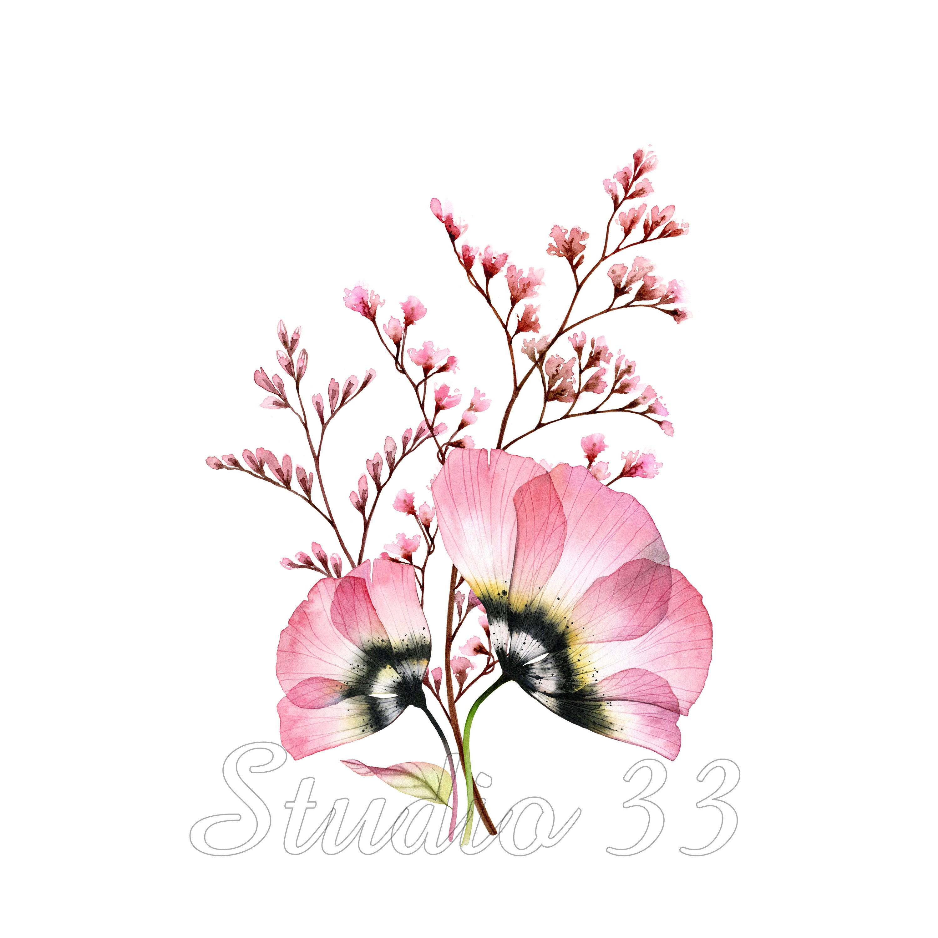 X-ray Flower Prints, Digital Image Downloadable Art Print Set of 4 ...