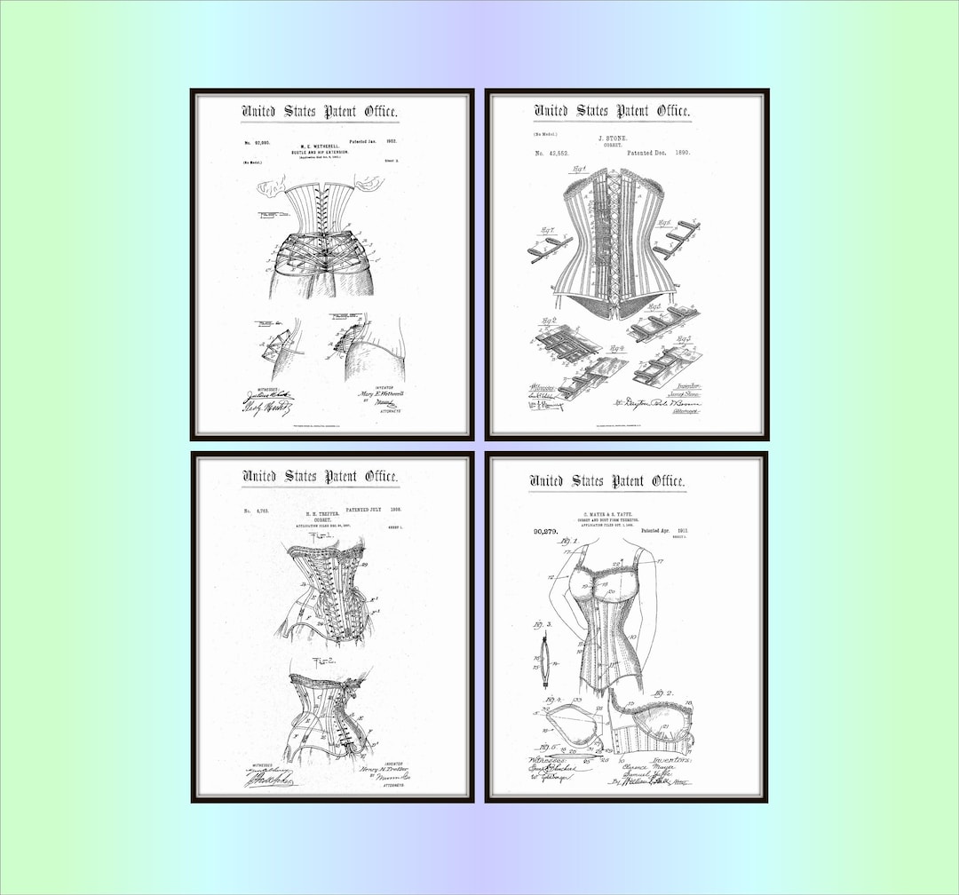 Womens Corset Patents From the Early 1900s - Downloadable Set of 4 ...