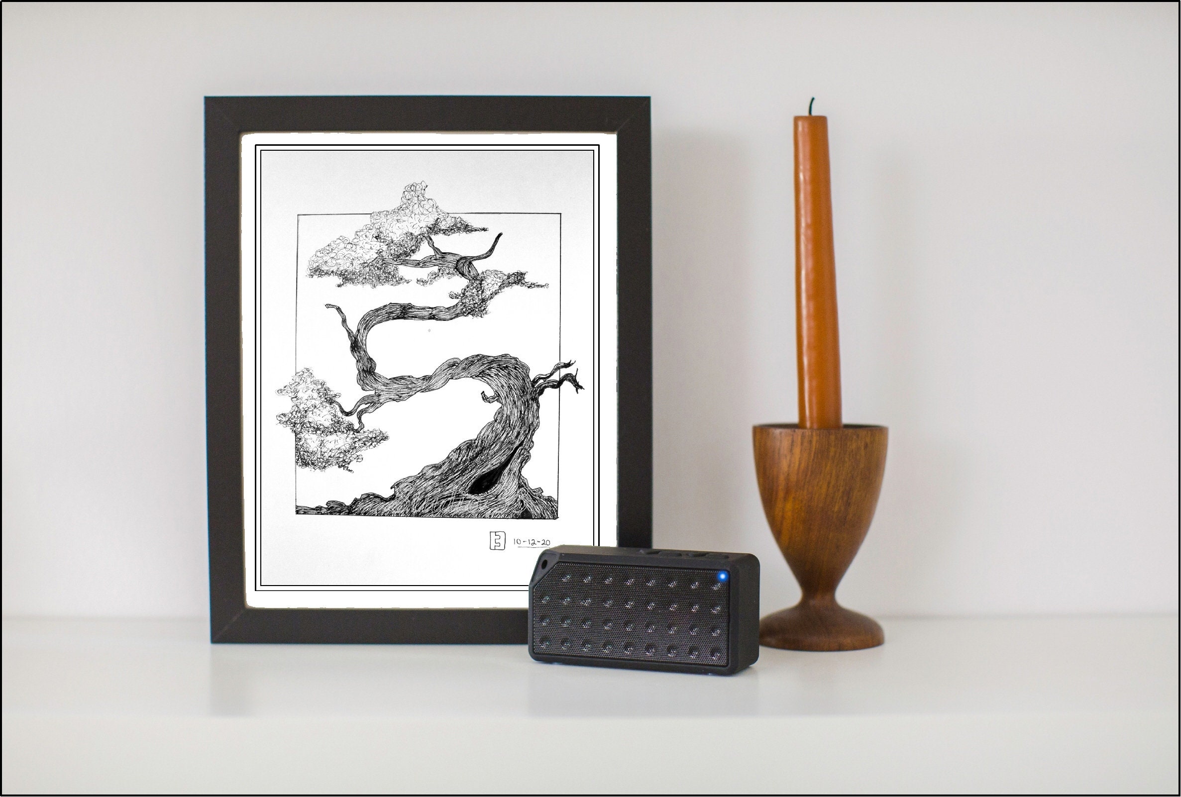 Japanese Bonsai Tree Pen & Ink Sketch, Downloadable Asian Art, Download ...