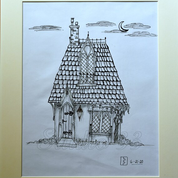 PRINTABLE Sketch Art Pen and Ink Drawing Hobbit House - Etsy
