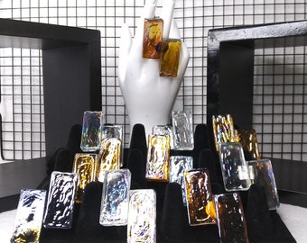 Iridescent Cool Rings Colored Glass Rings Quirky & | Etsy