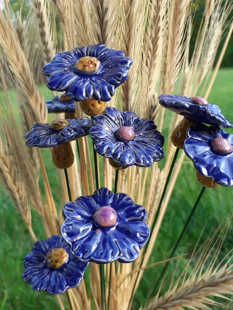 Decorative Ceramic Flowers (1 Pc) | Cornflower | Bachelor's Button ...