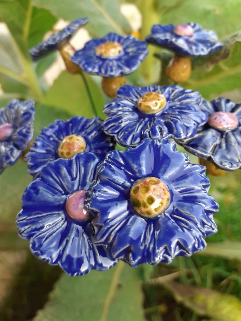 Decorative Ceramic Flowers (1 Pc) | Cornflower | Bachelor's Button ...