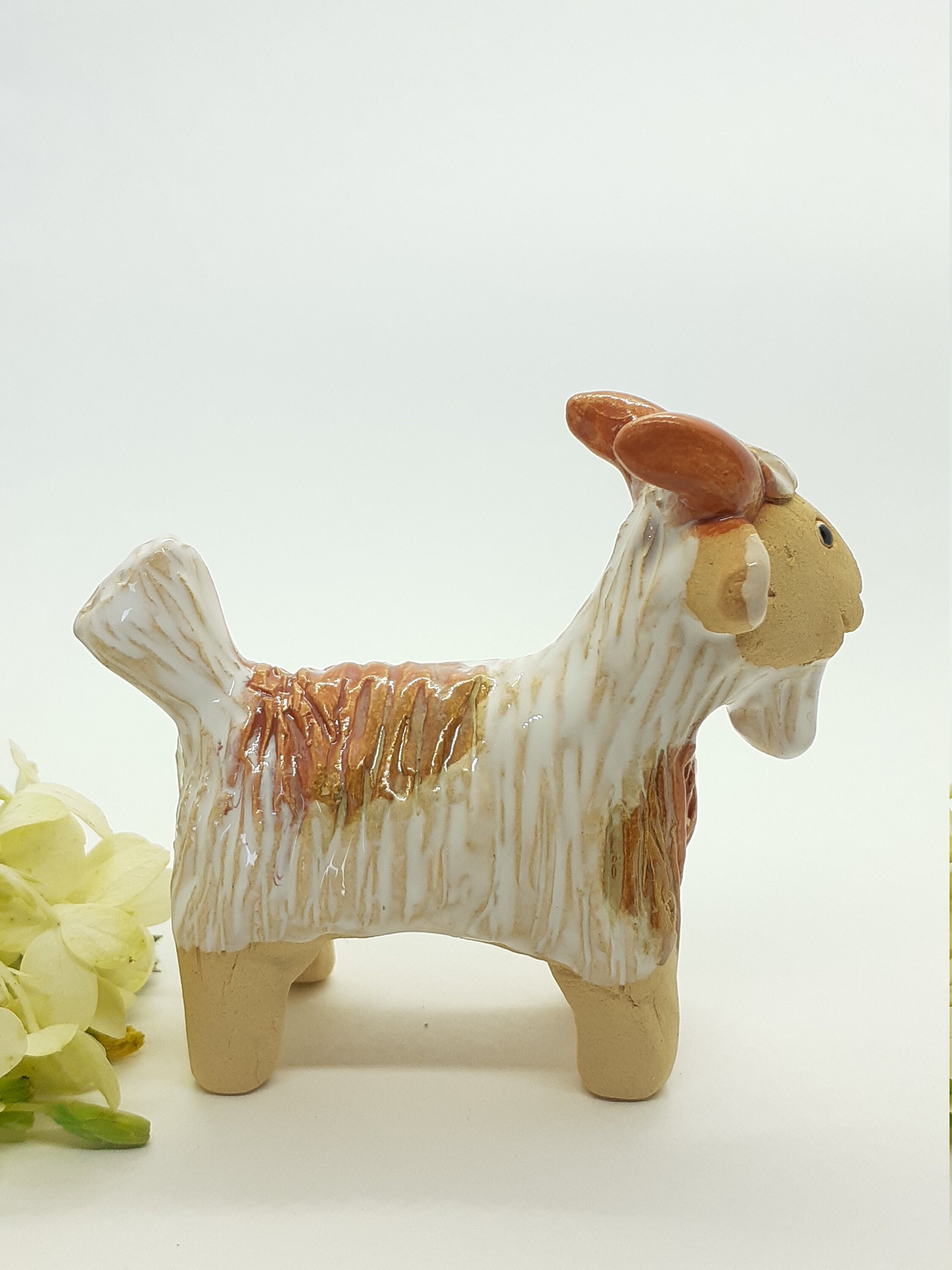 Ceramic Goat | Hand-formed and Hand-painted | Ceramic Sculpture ...
