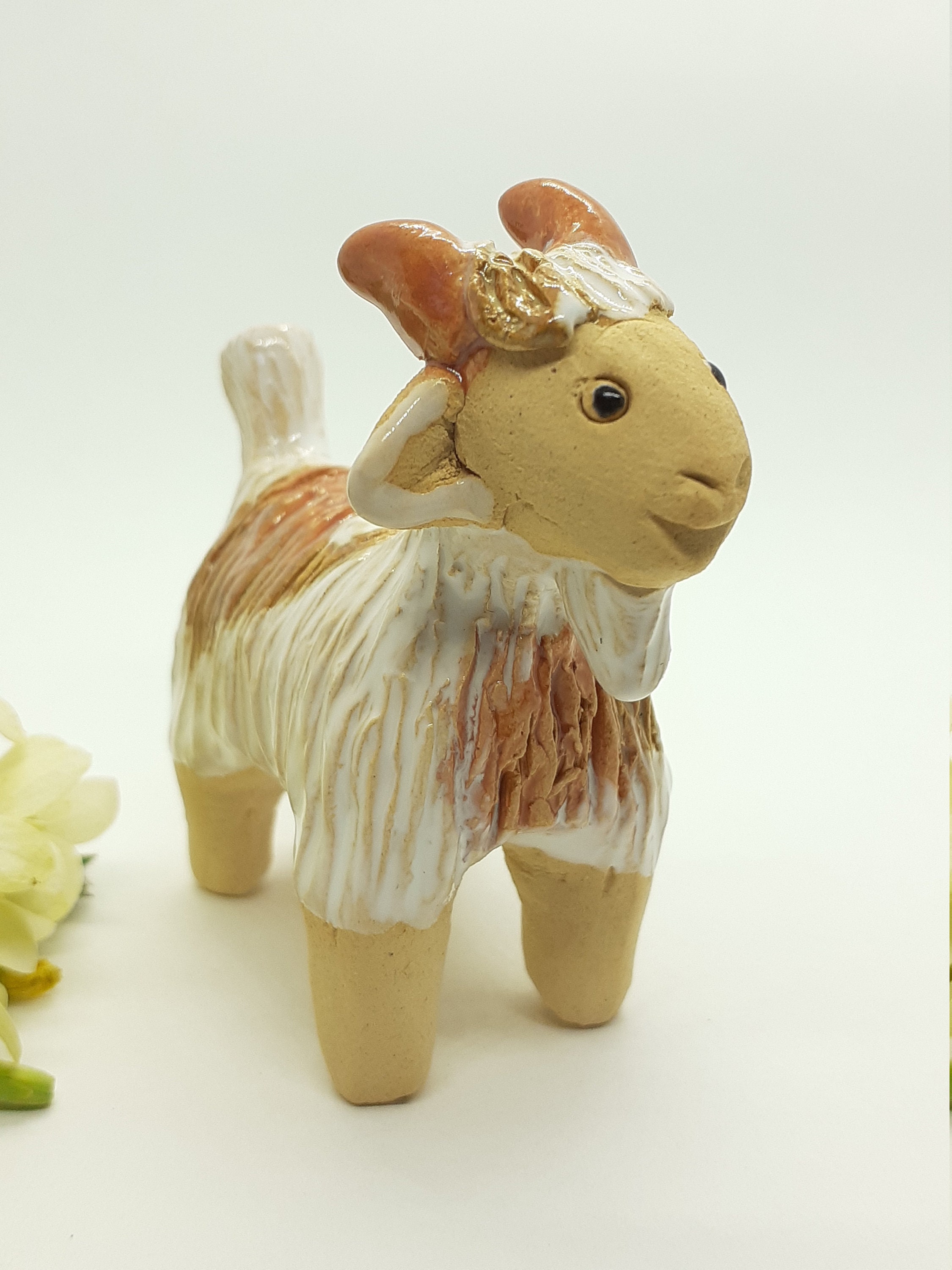 Ceramic Goat | Hand-formed and Hand-painted | Ceramic Sculpture ...