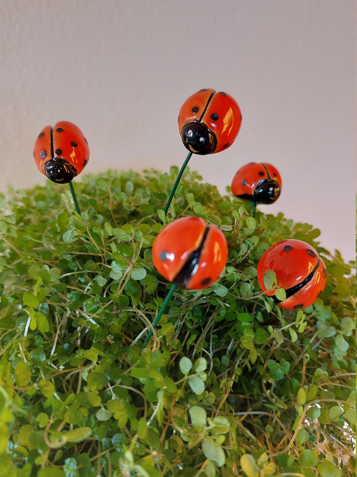 Miniature Ceramic Ladybug on Florist Wire (1 Pc) | Ceramic Ladybug ...