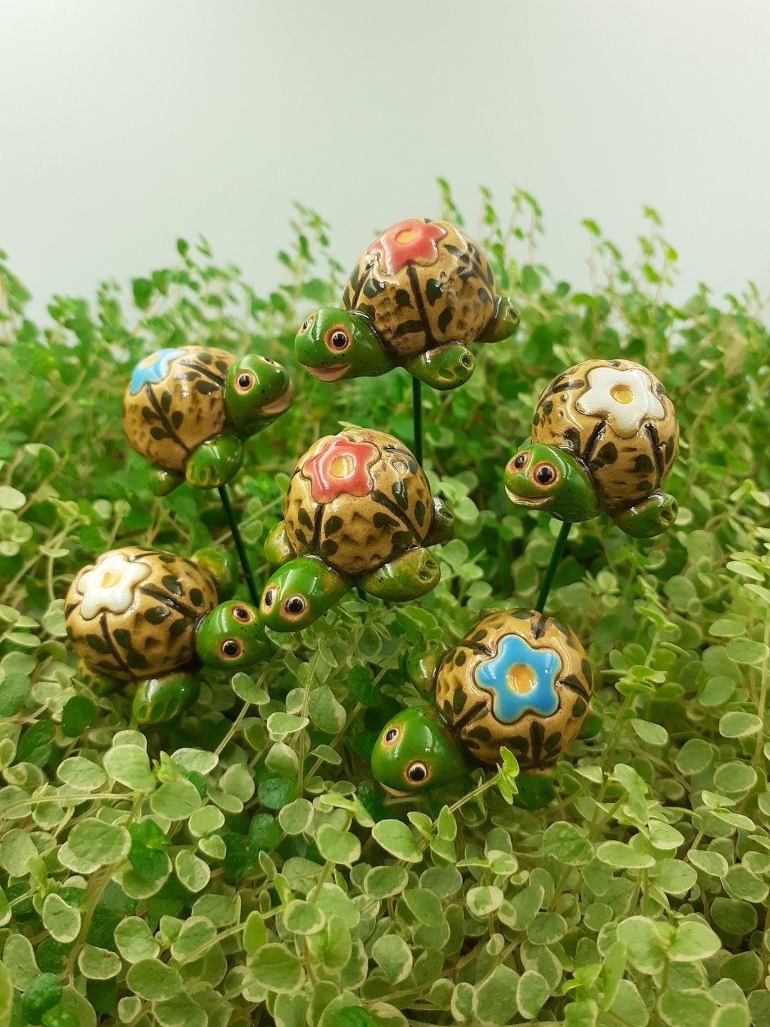 Miniature Ceramic Turtle on Florist Wire (1pc) | Ceramic Turtle-flower ...
