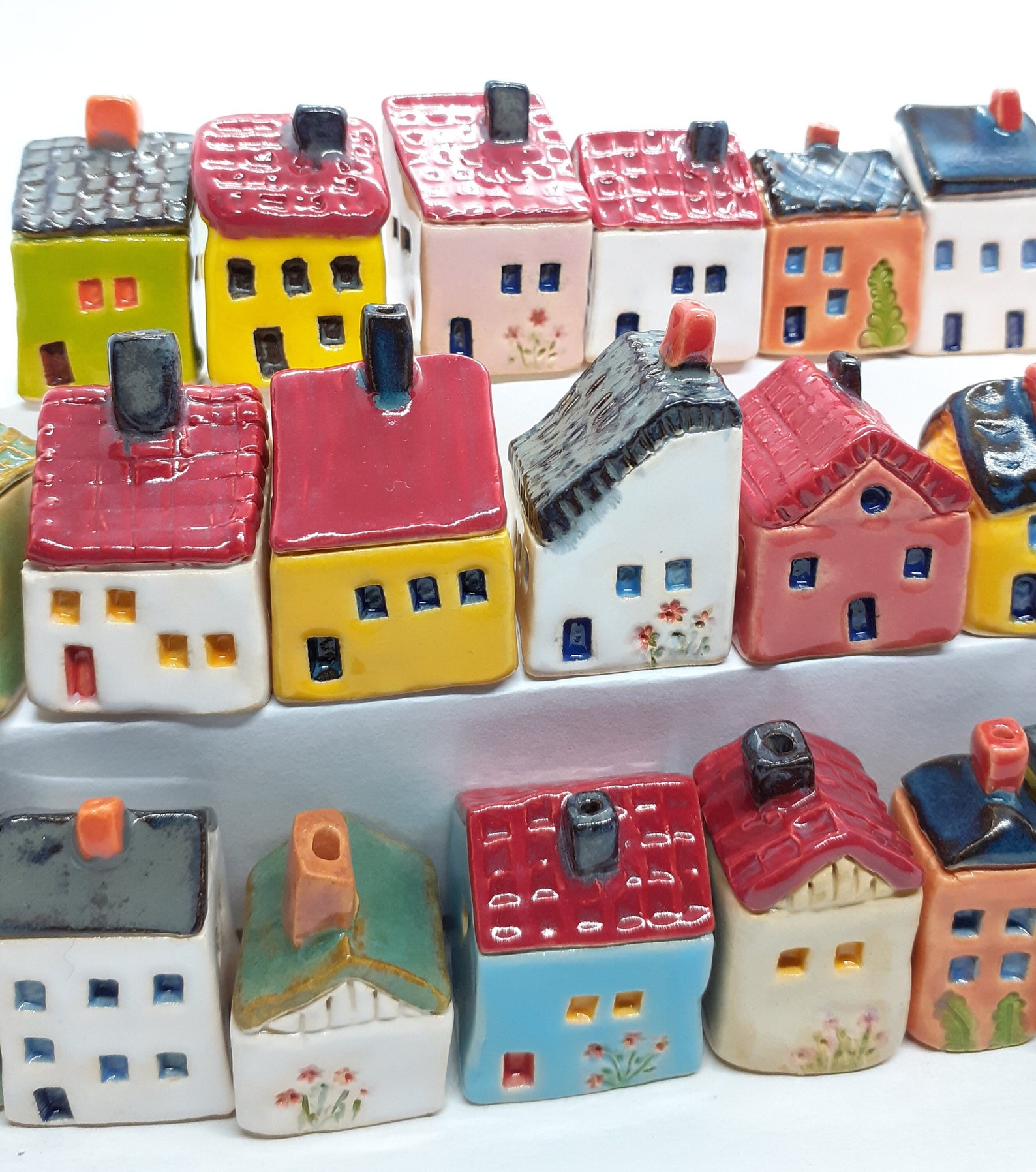 Little Ceramic Houses Sold Individually Handmade Different - Etsy