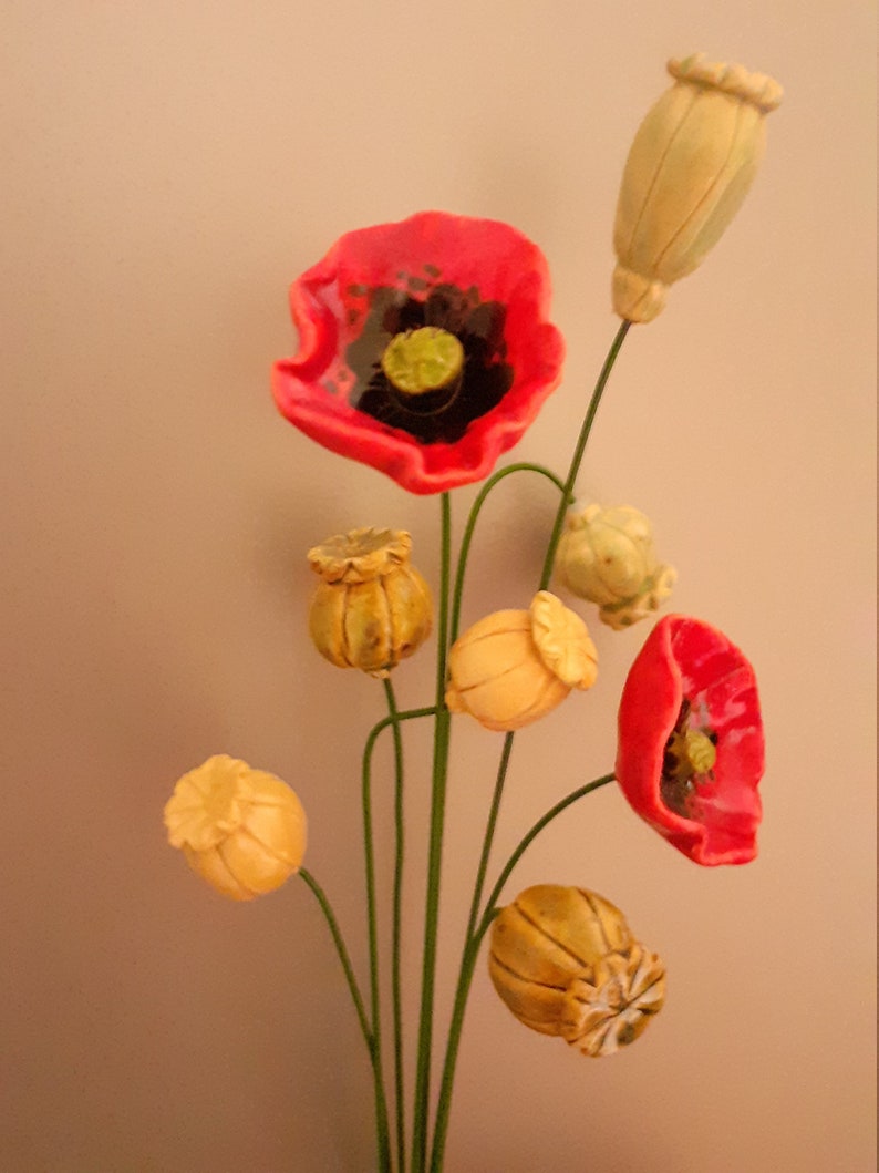 Decorative Ceramic Flowers 1pc Ceramic Poppy and - Etsy UK
