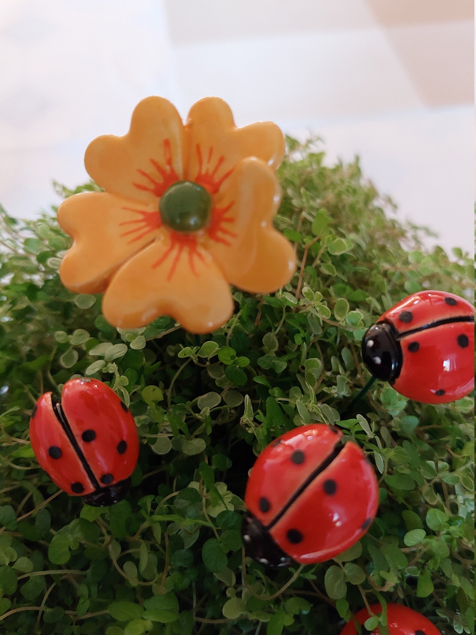 Miniature Ceramic Ladybug on Florist Wire (1 Pc) | Ceramic Ladybug ...