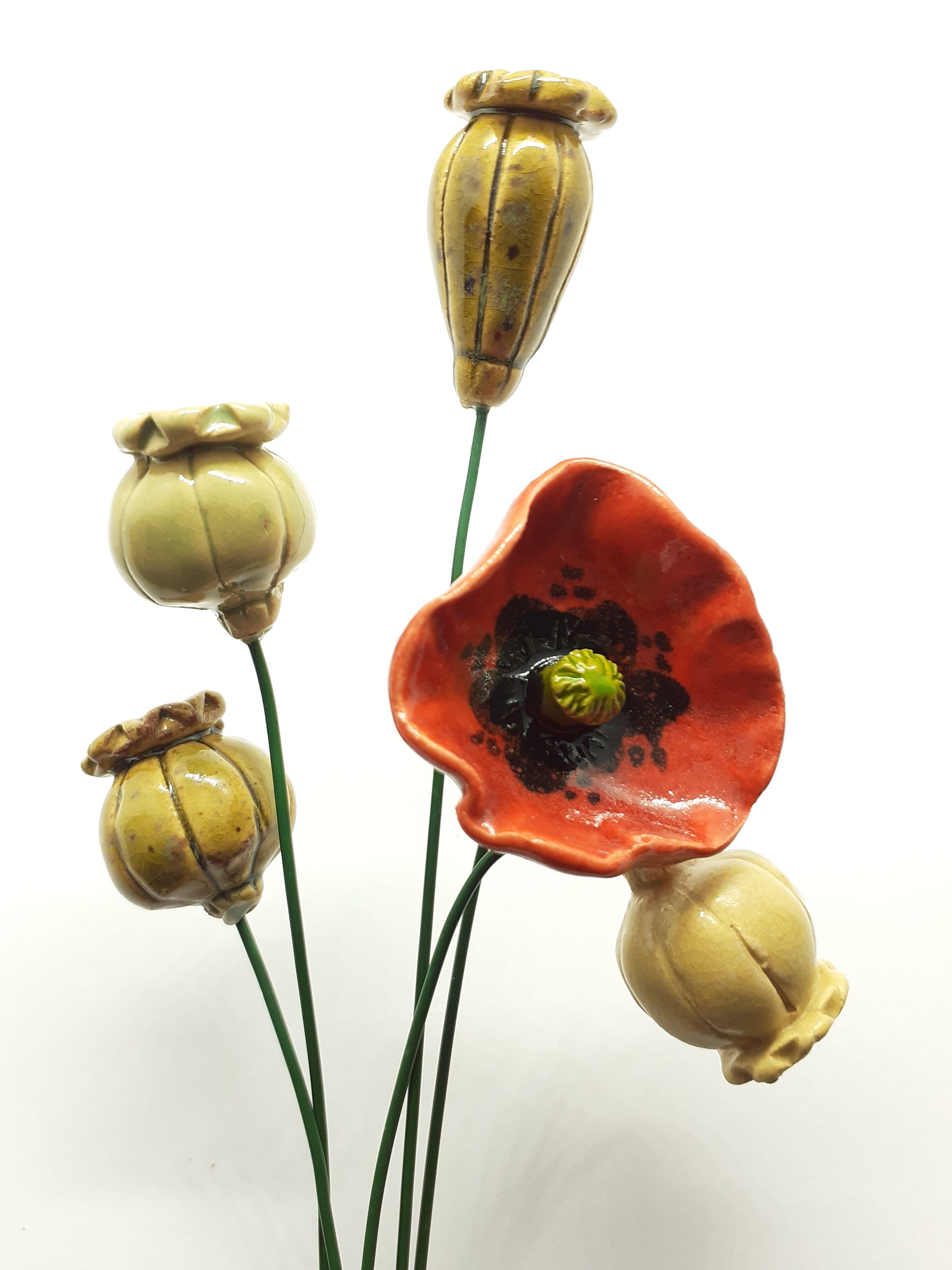 Decorative Ceramic Flowers 1pc Ceramic Poppy and - Etsy UK