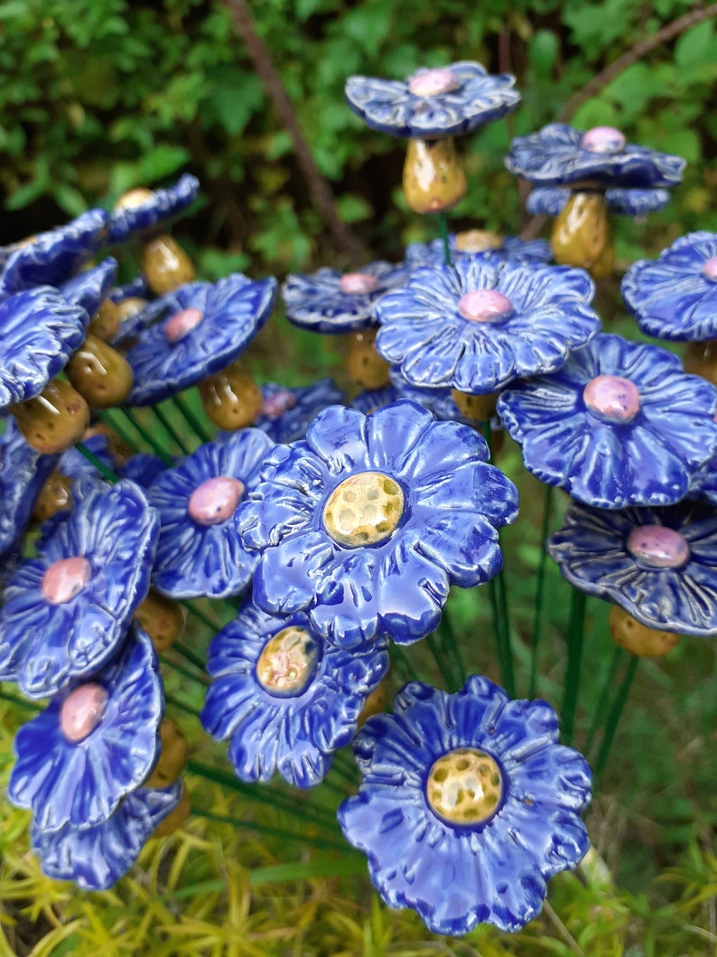 Decorative Ceramic Flowers (1 Pc) | Cornflower | Bachelor's Button ...