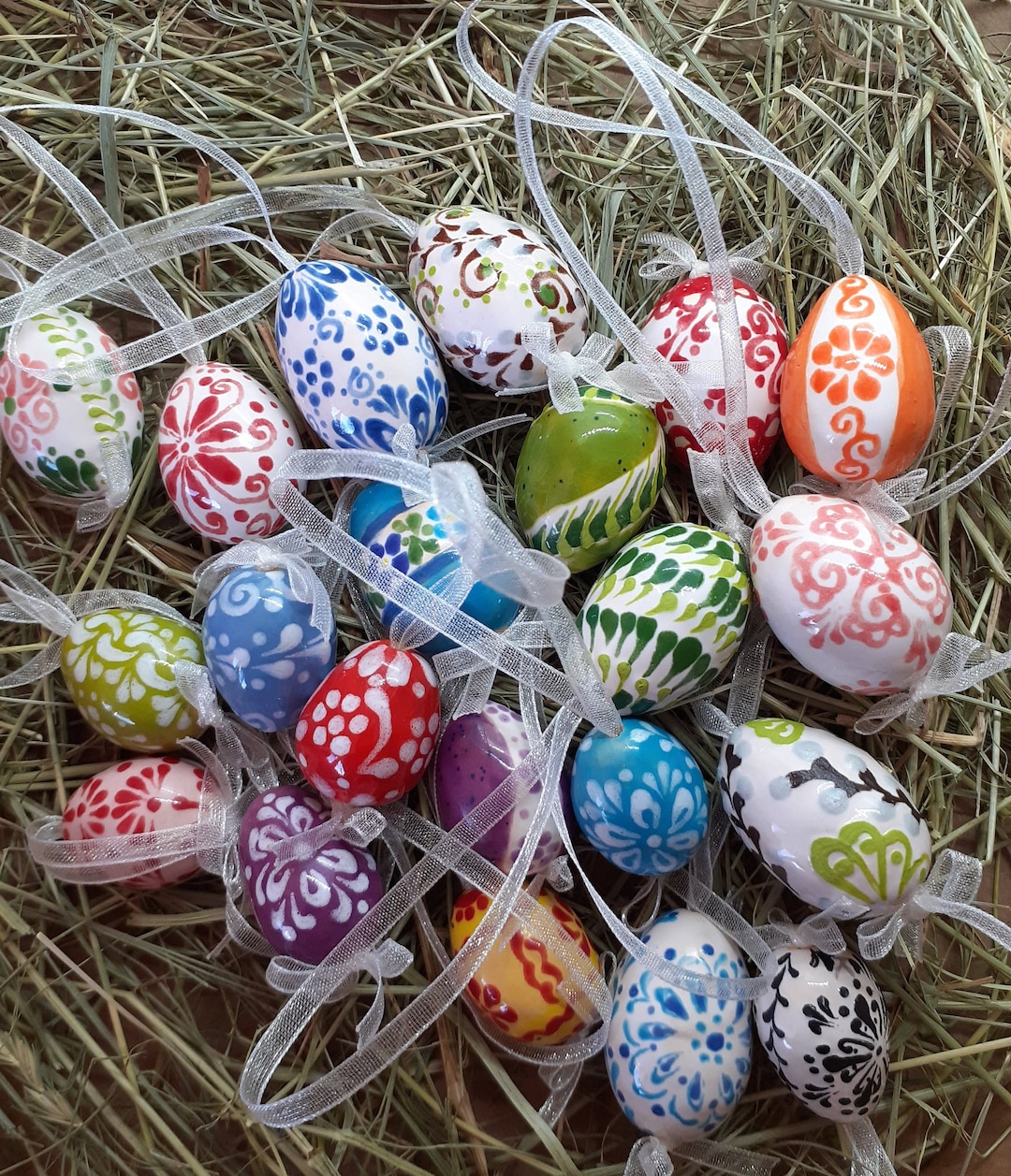 Easter Egg (1 Pc) | Ceramic Egg Hand Decorated | Different Colors ...