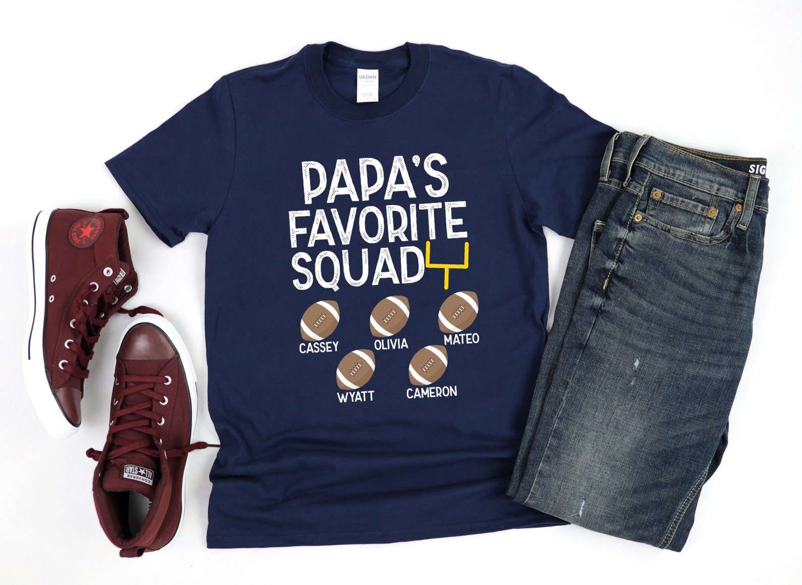Papa Football Shirt/ Customized Papa Football Gift/ Papa's Favorite ...