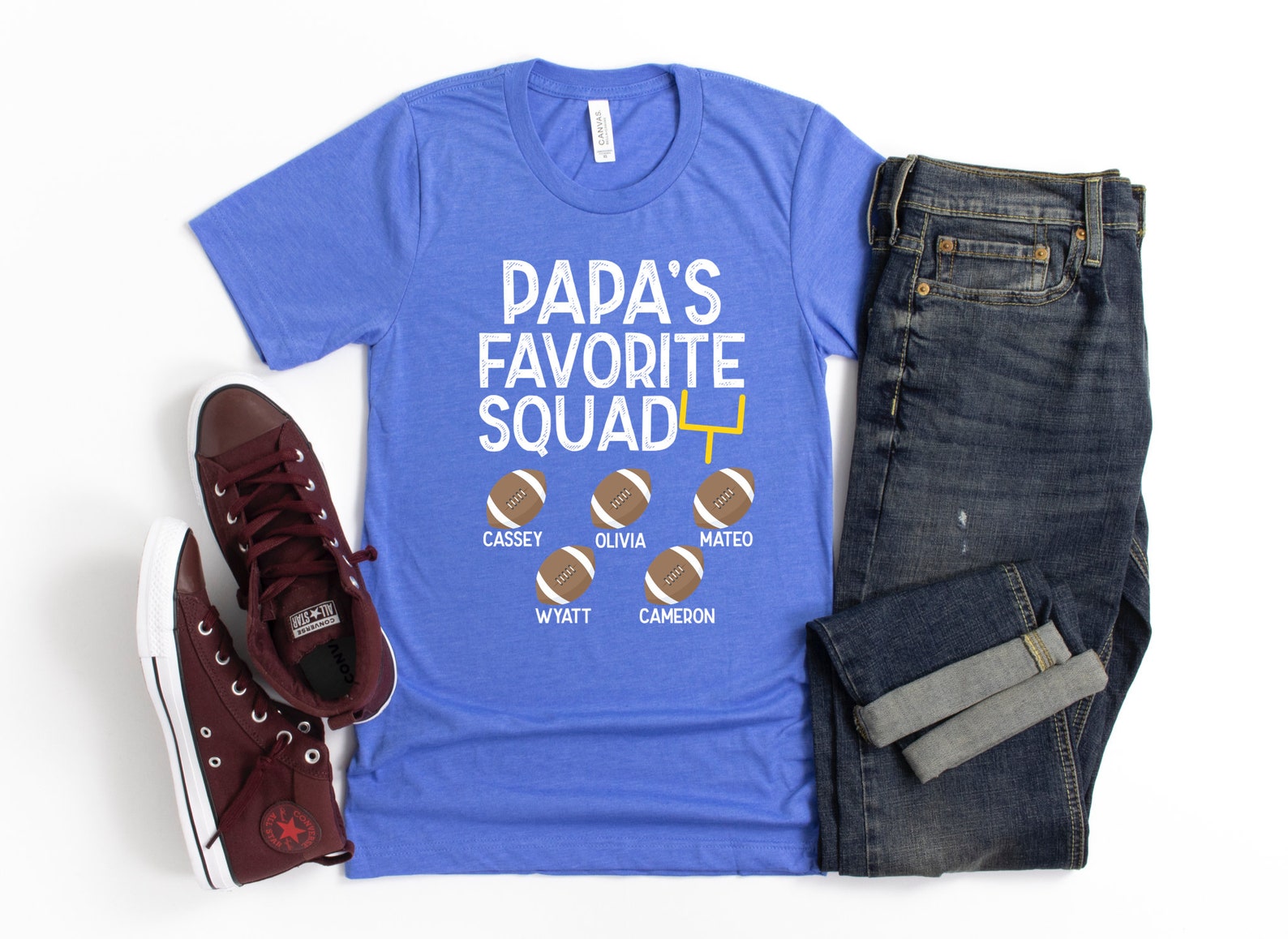 Papa Football Shirt/ Customized Papa Football Gift/ Papa's Favorite ...