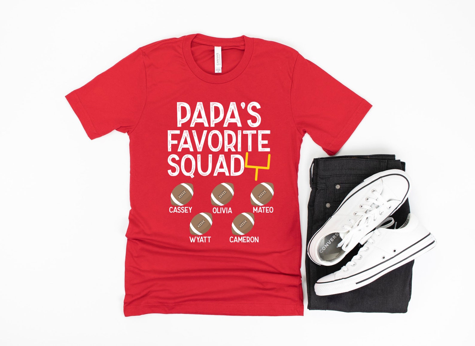 Papa Football Shirt/ Customized Papa Football Gift/ Papa's Favorite ...