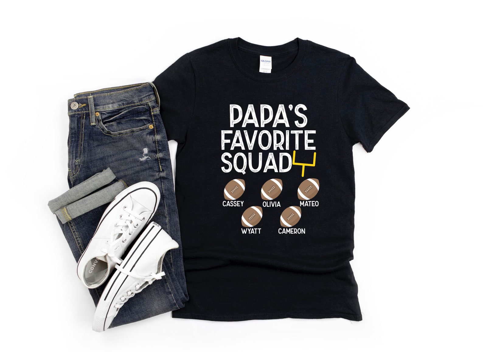 Papa Football Shirt/ Customized Papa Football Gift/ Papa's Favorite ...