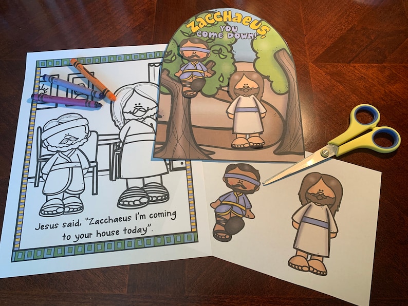 Zacchaeus and Jesus Bible Craft and Color Sheet - Etsy