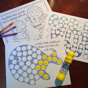 Jonah and the Whale Dot Paint Bible Craft Activity for Kids - Etsy