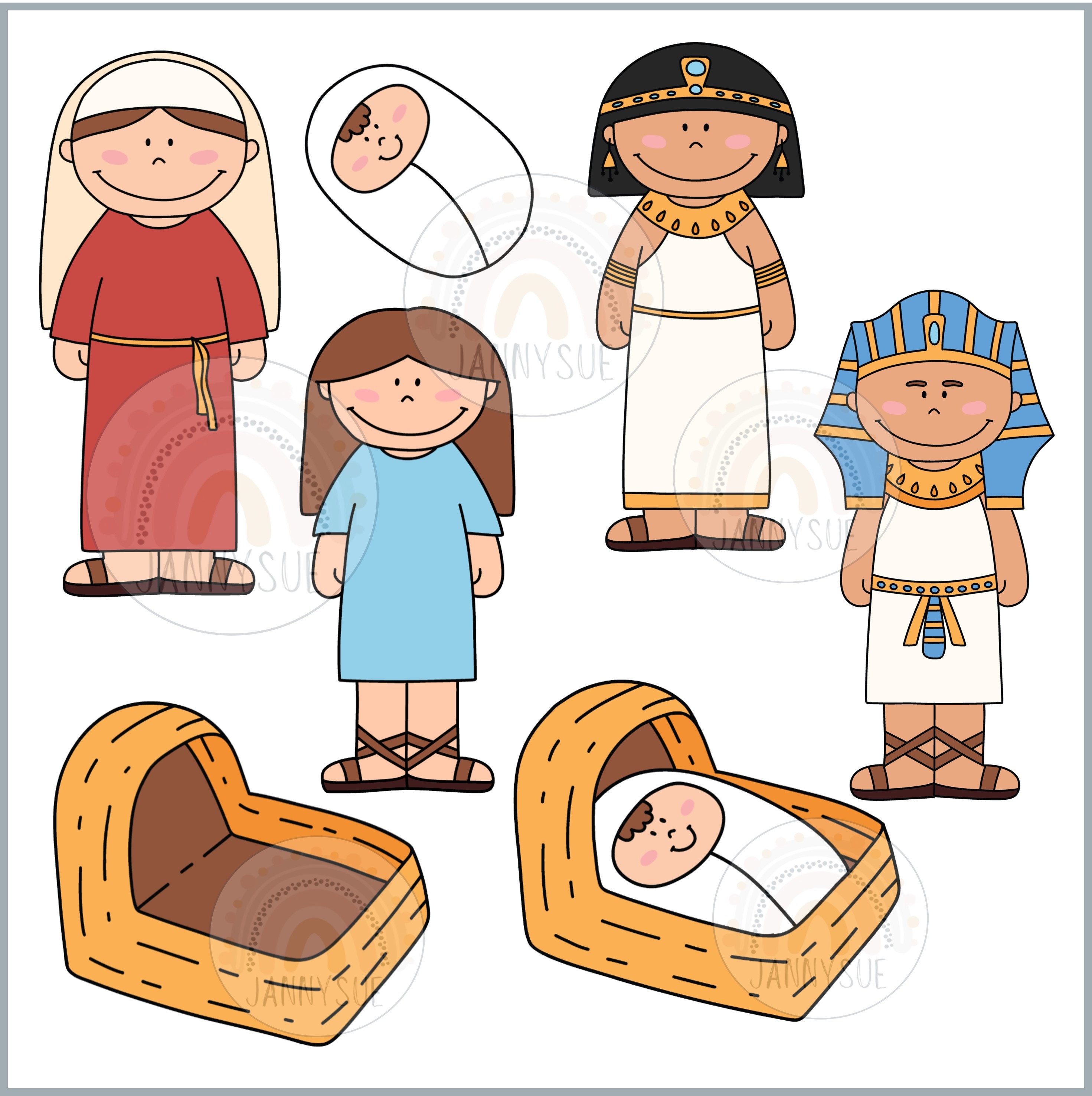 Bible Story Baby Moses Clip Art Set - Etsy