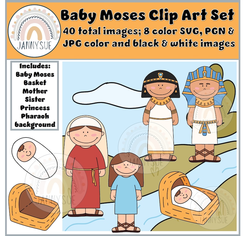 Bible Story- Baby Moses Clip Art Set - Etsy