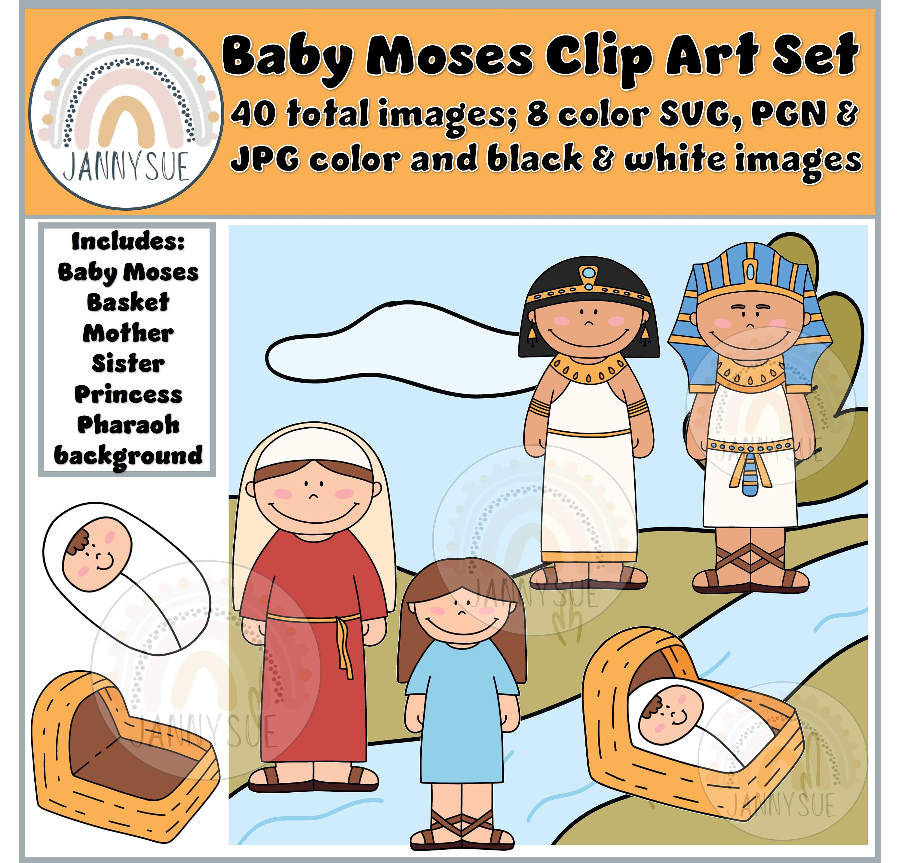 Bible Story- Baby Moses Clip Art Set - Etsy