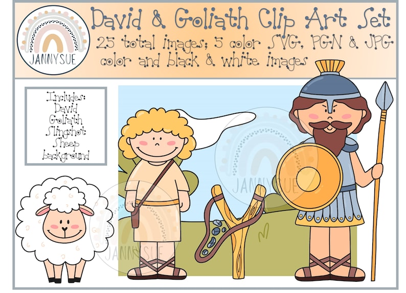 Bible Story- David & Goliath Clip Art - Etsy