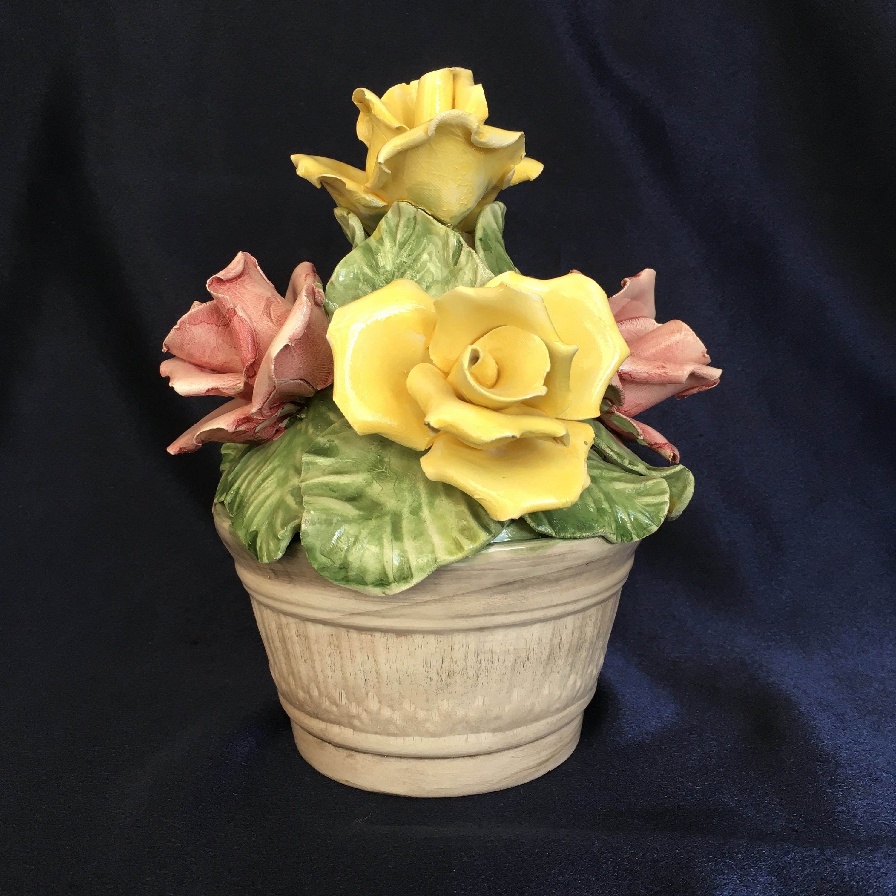 Vintage Capodimonte Roses Porcelain Pot of Roses - Etsy