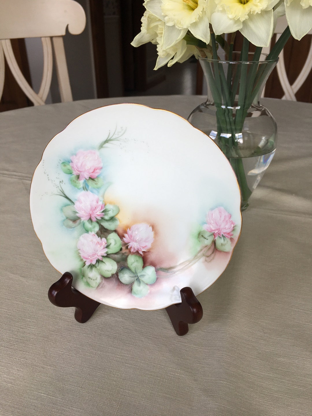 Sweet Clover Plate Hand Painted Four Leaf Clover Gold Gilt Edge Classic ...