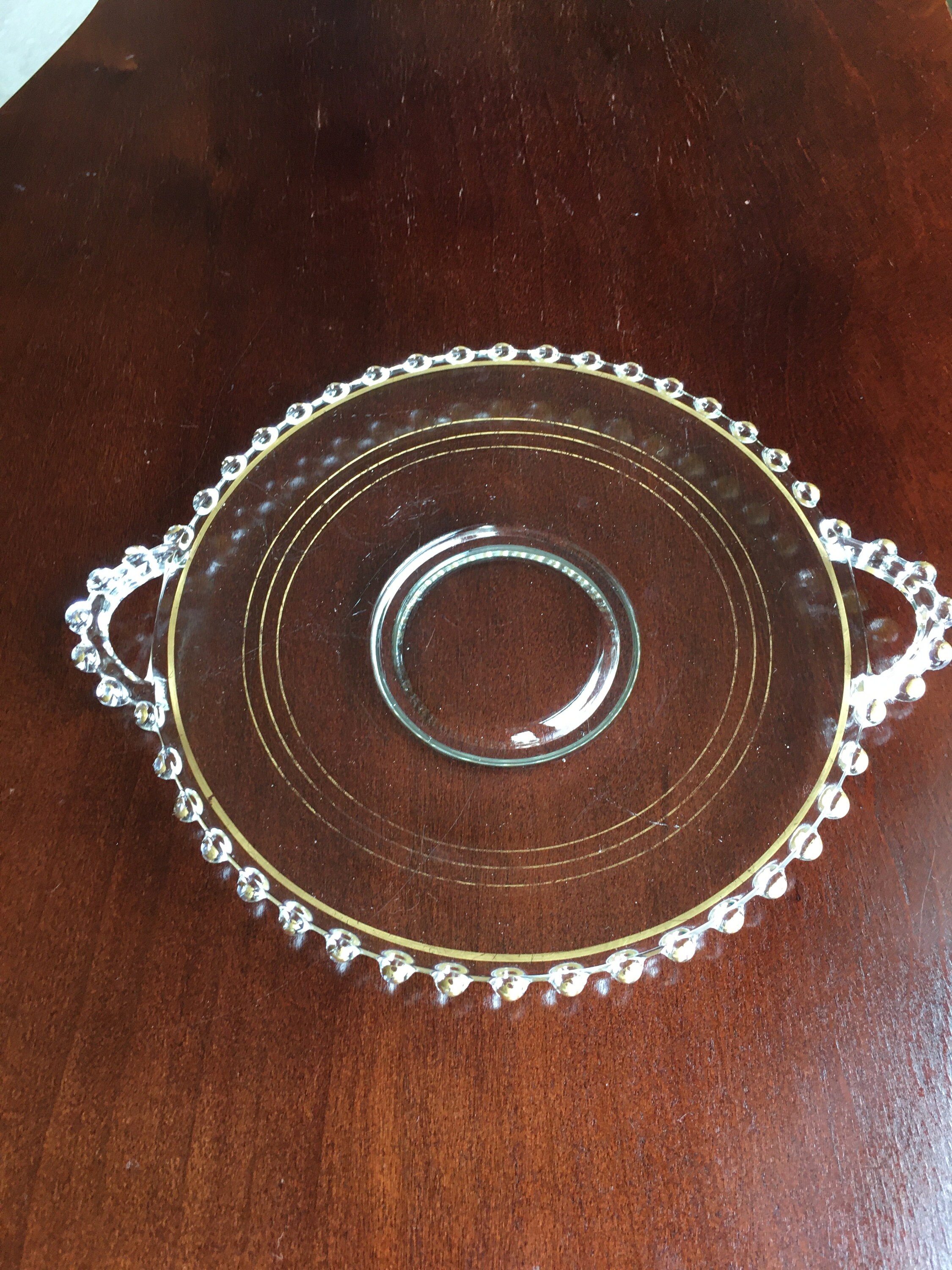 Candlewick Serving Plate Gold Trim Handled Vintage - Etsy