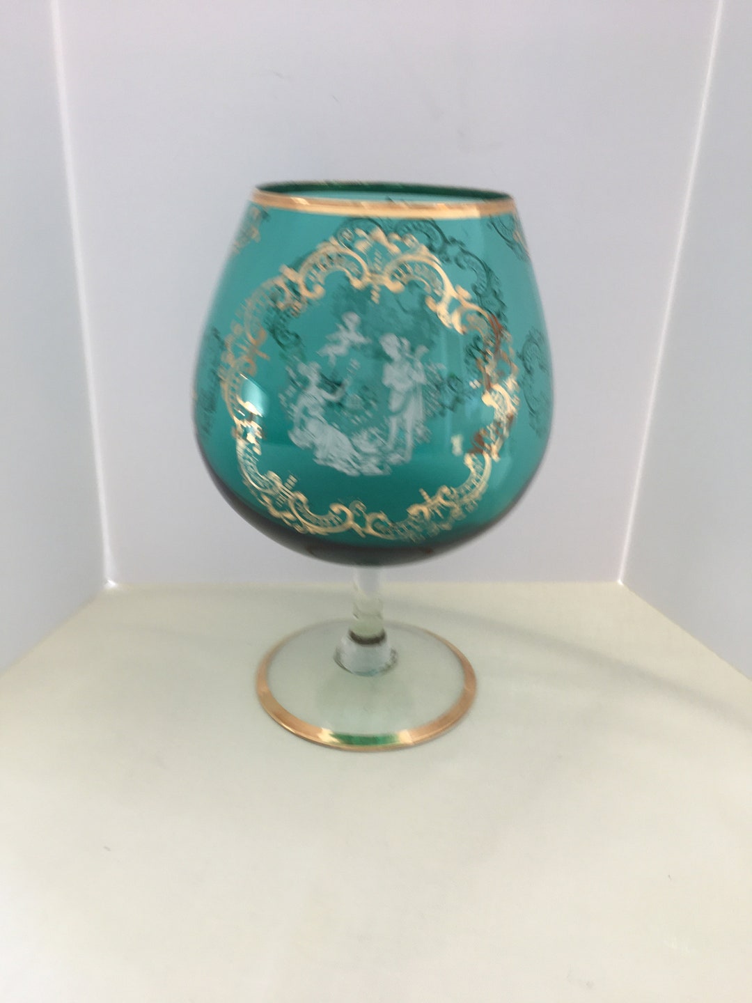 Vintage Large Brandy Snifter Romantic Grecian Couple RARE Collectible ...